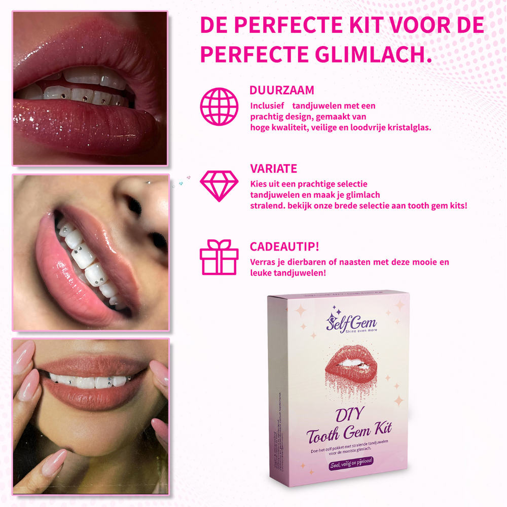 SelfGem DIY Tooth Gem Kit - Creëer een Stralende Glimlach in Stijl!