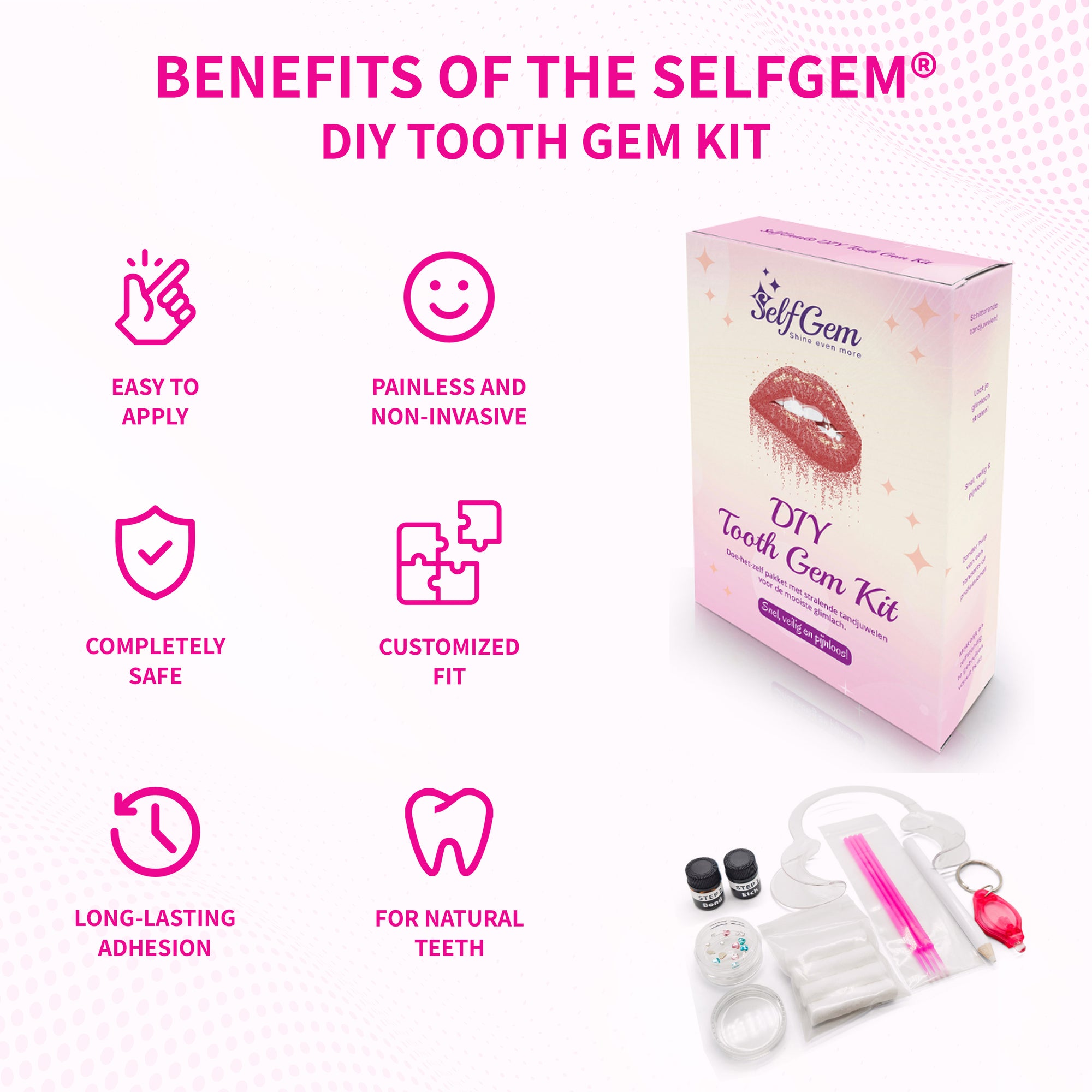 SelfGem DIY Tooth Gem Kit - Creëer een Stralende Glimlach in Stijl!